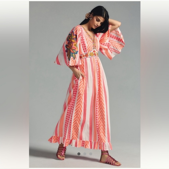 FARM Rio | Dresses | Farm Rio Embroidered V Neck Maxidress | Poshmark